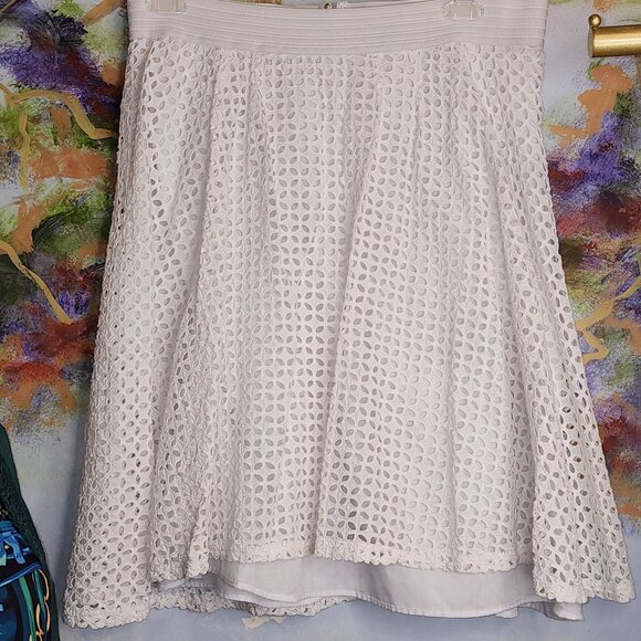 Roz & Ali | Skirts | White Flower Eyelet Aline Midi Length Skirt ...